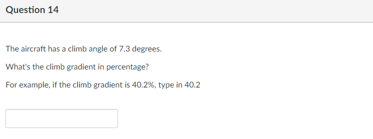 Solved The aircraft has a climb angle of 7.3 degrees. What's | Chegg.com