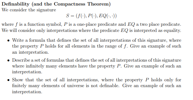 Solved Definability (and the Compactness Theorem) We | Chegg.com