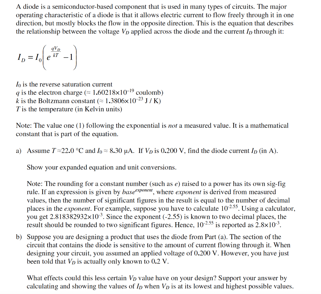 Solved A diode is a semiconductor-based component that is | Chegg.com