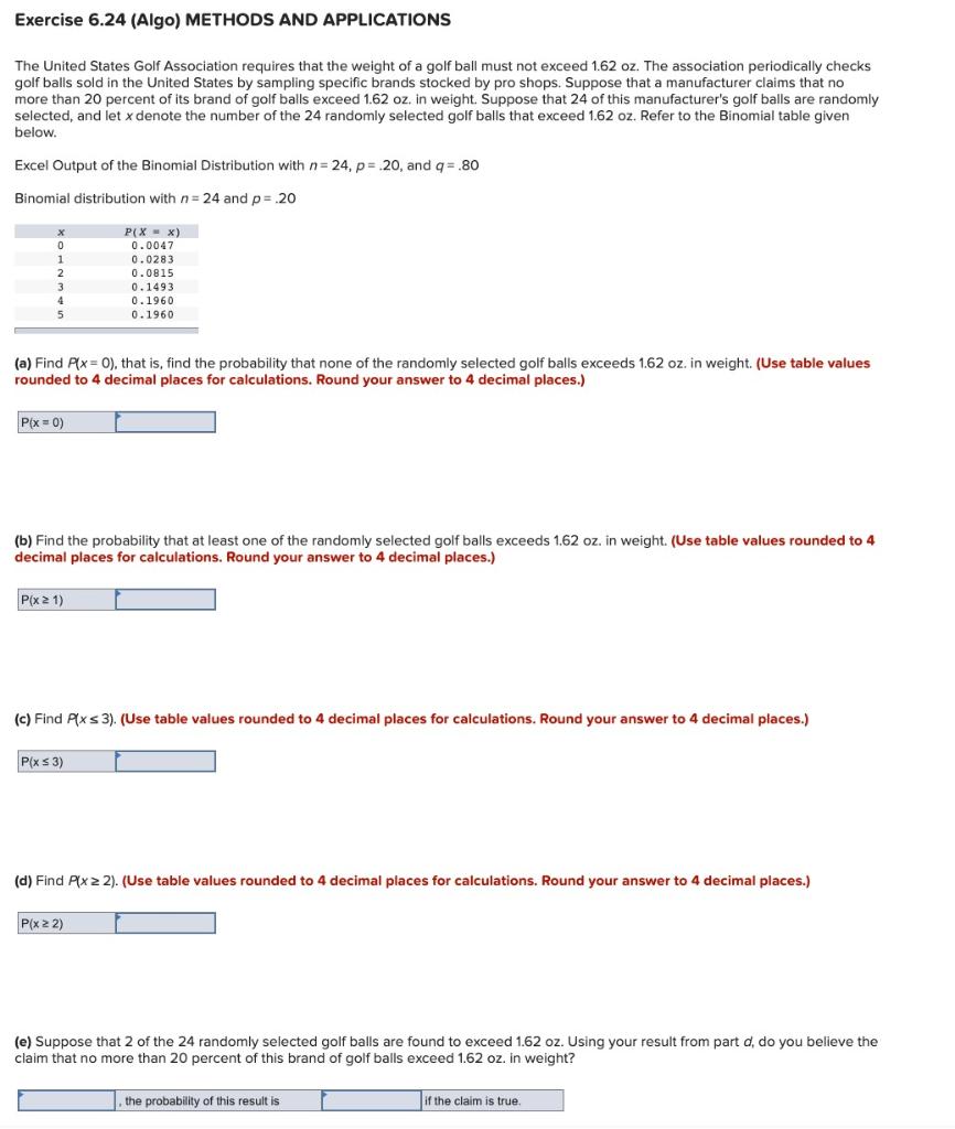Solved Exercise 6.24 (Algo) METHODS AND APPLICATIONS The | Chegg.com