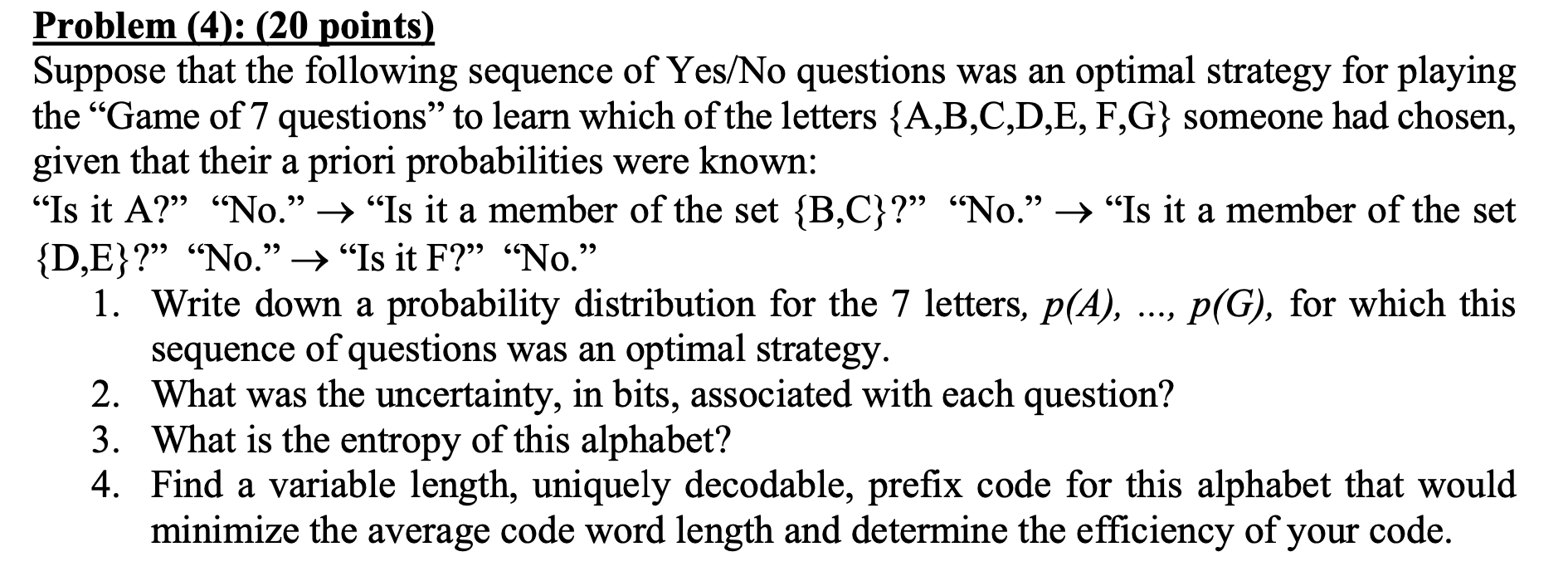 Solved Problem 4 20 Points Suppose That The Following 6715