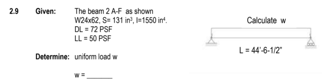 Solved Given: The beam 2 A-F as shown W24x62, S= 131 | Chegg.com