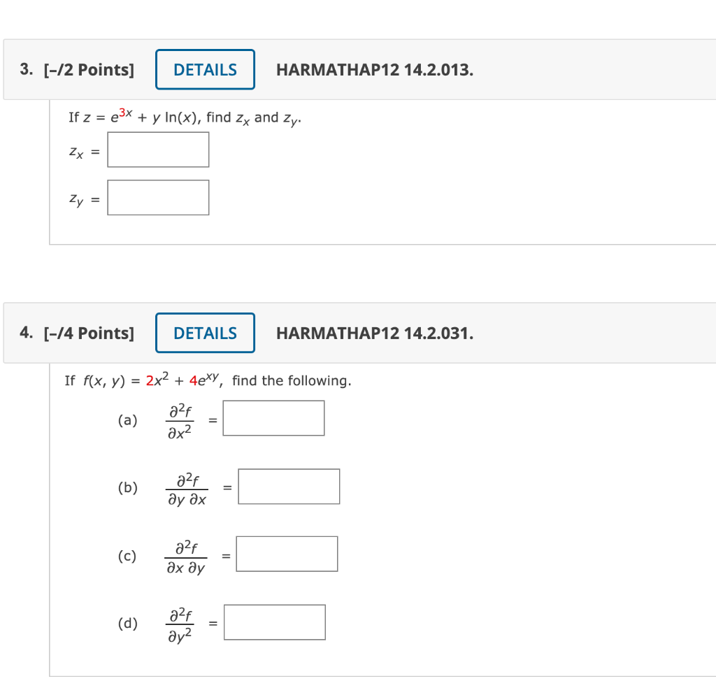 Solved 3. [-12 Points] DETAILS HARMATHAP12 14.2.013. If z = | Chegg.com