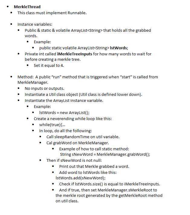 Solved MerkleThread This class must implement Runnable. | Chegg.com