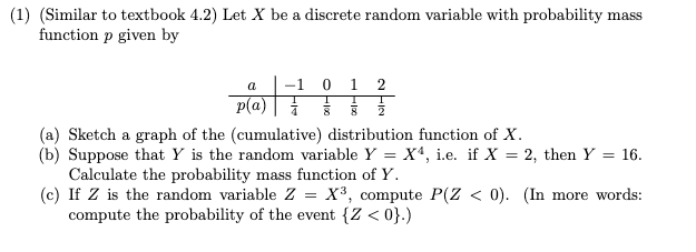 Solved (1) (Similar to textbook 4.2) ﻿Let x ﻿be a discrete | Chegg.com
