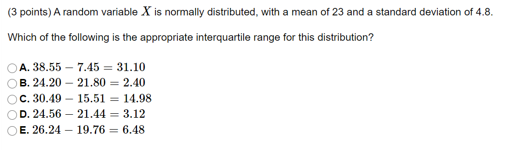 Solved (3 points) A random variable X is normally | Chegg.com