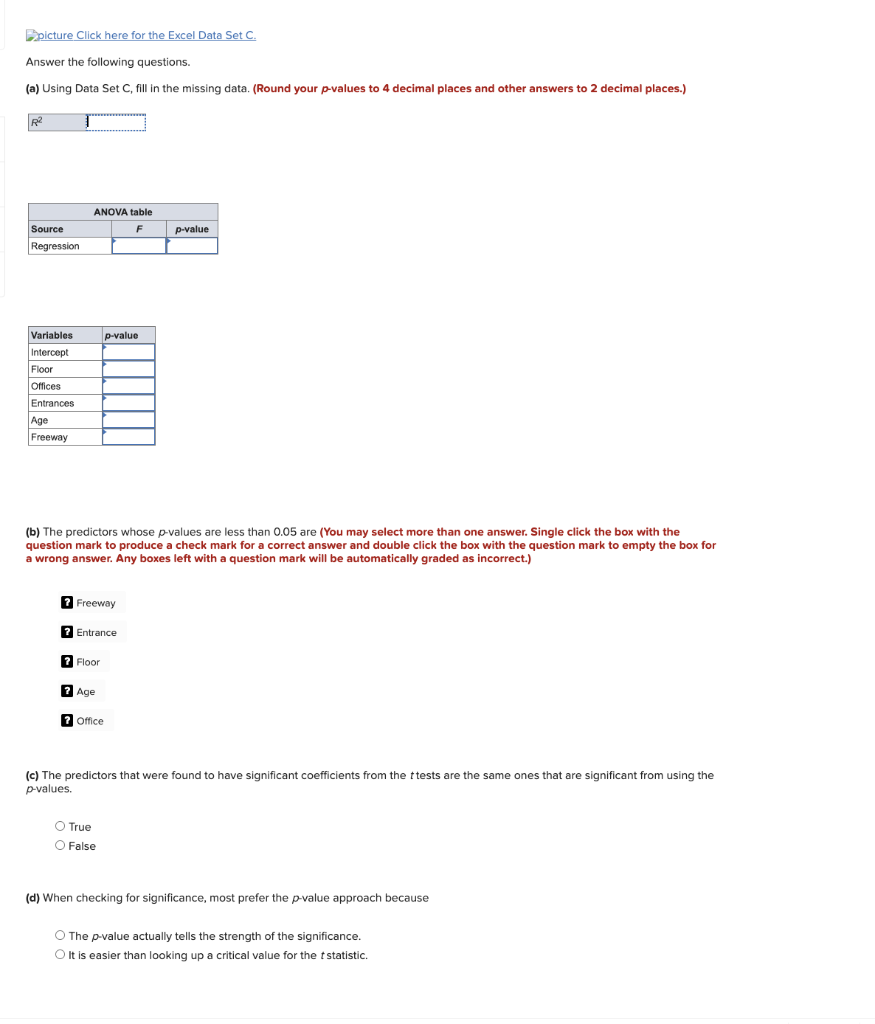 Dpicture Click here for the Excel Data Set C. Answer | Chegg.com