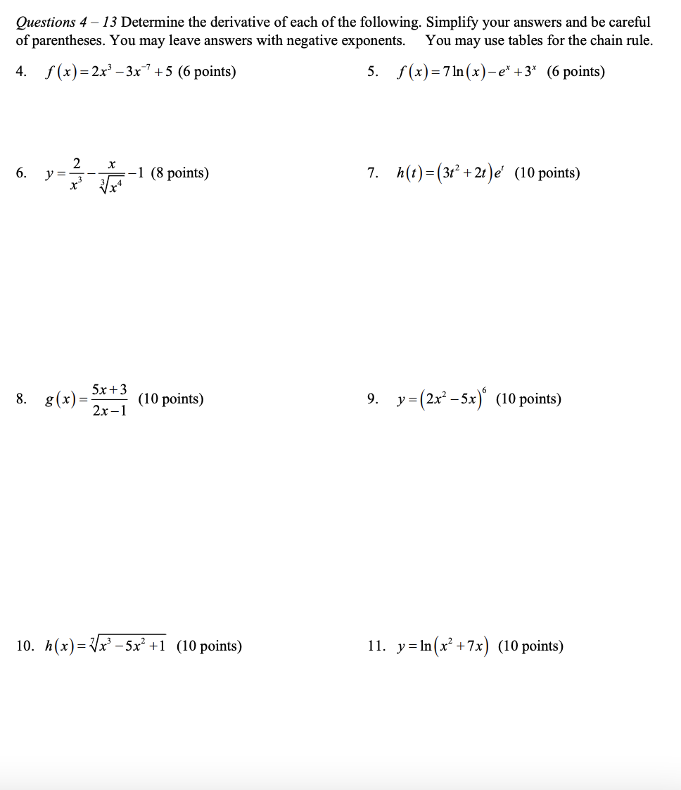 Solved Questions 4−13 Determine the derivative of each of | Chegg.com
