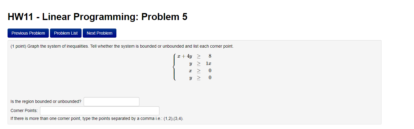 Solved HW11 - Linear Programming: Problem 5 Previous Problem | Chegg.com
