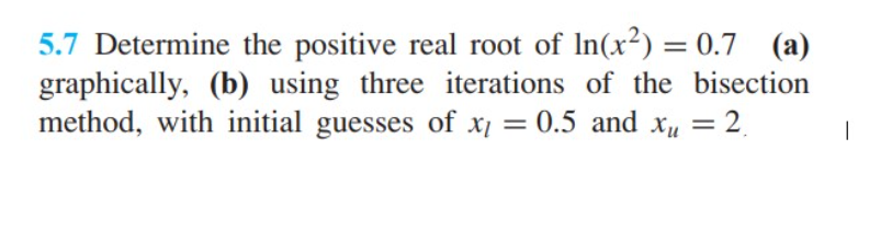 Solved 5 7 Determine The Positive Real Root Of In X² 0 7