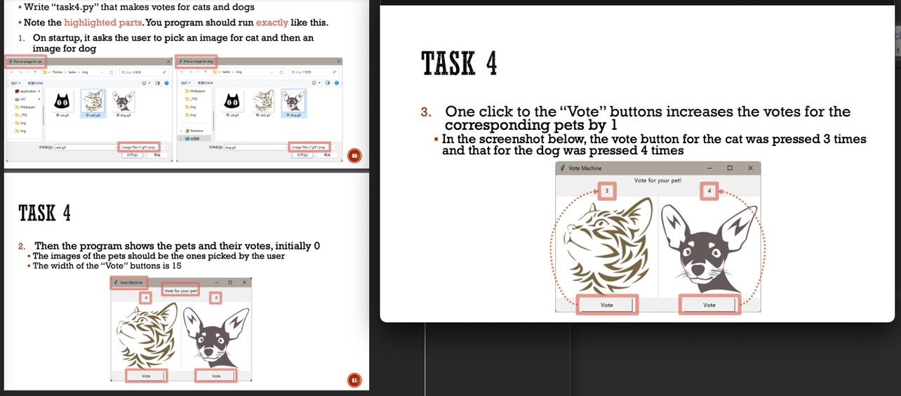 Solved - Write "task4.py" that makes votes for cats and dogs | Chegg.com