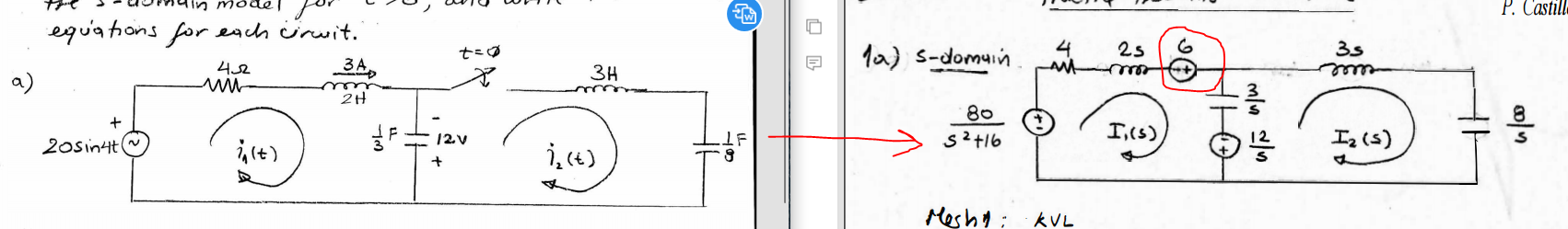 Solved Going T domain (circuit on the left) to S domain (on | Chegg.com