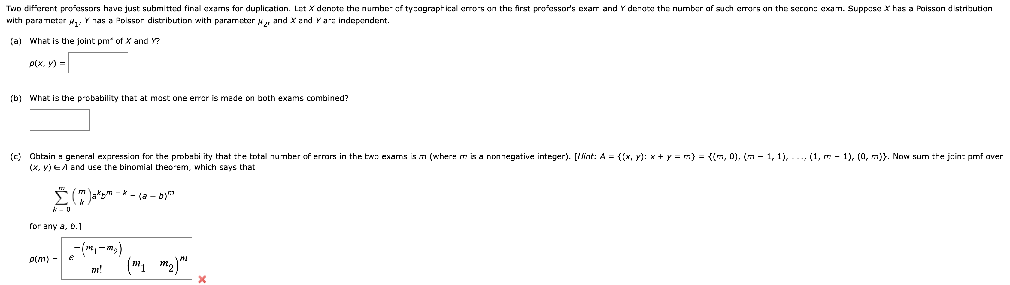 Solved with parameter μ1,Y ﻿has a Poisson distribution with | Chegg.com
