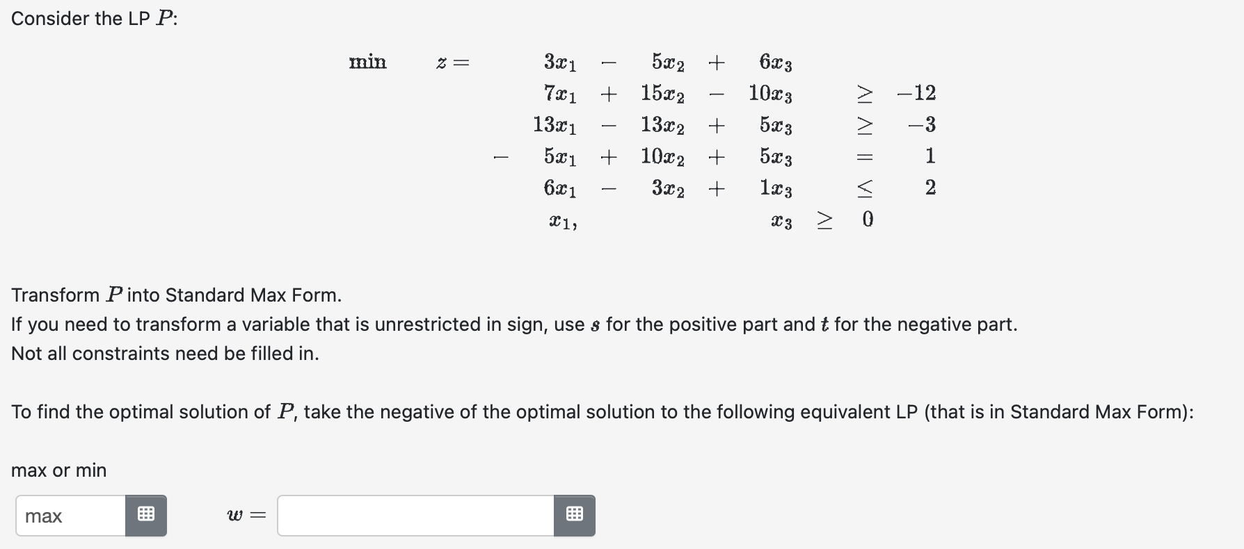 Solved Consider the LP P : | Chegg.com