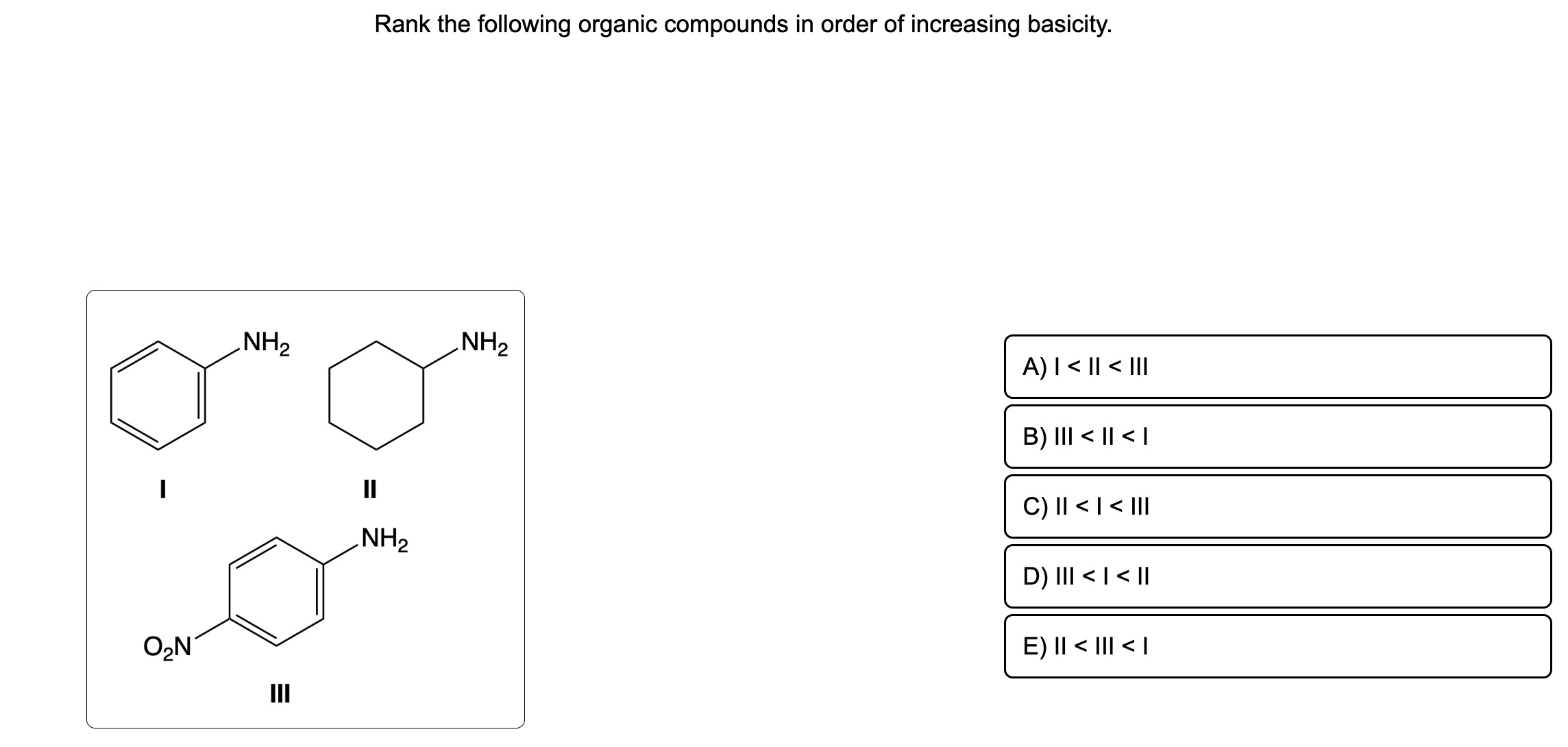 Solved Rank the following organic compounds in order of | Chegg.com