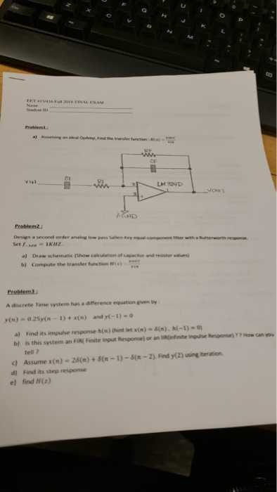 Solved LH 224D vou Design a second order analog low pass | Chegg.com