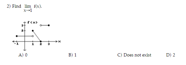 Solved 2) Find limx→1f(x). | Chegg.com