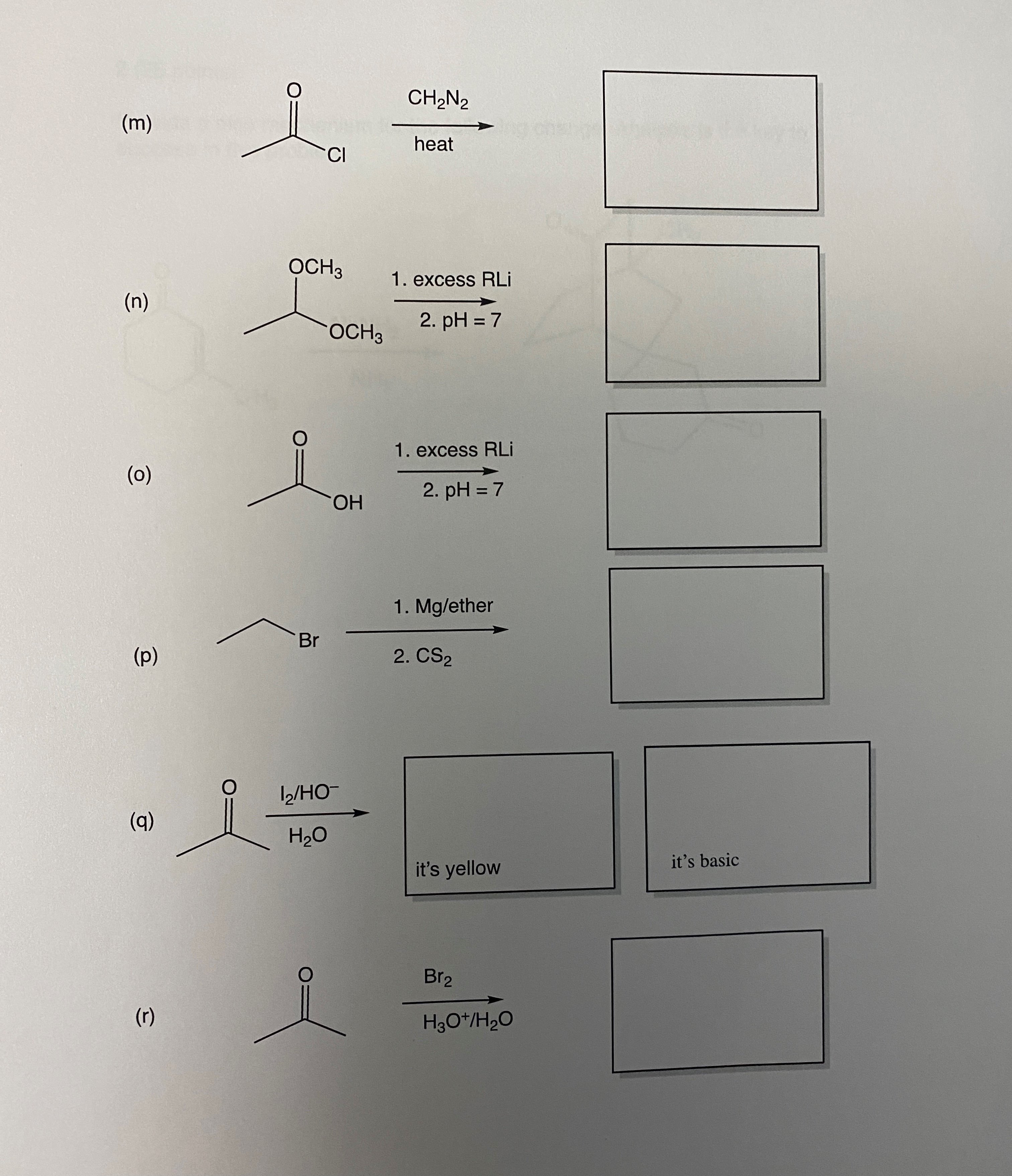 Solved (m)(n)(o)longrightarrow 2. pH=7 1. excess RLi(p)(r) | Chegg.com