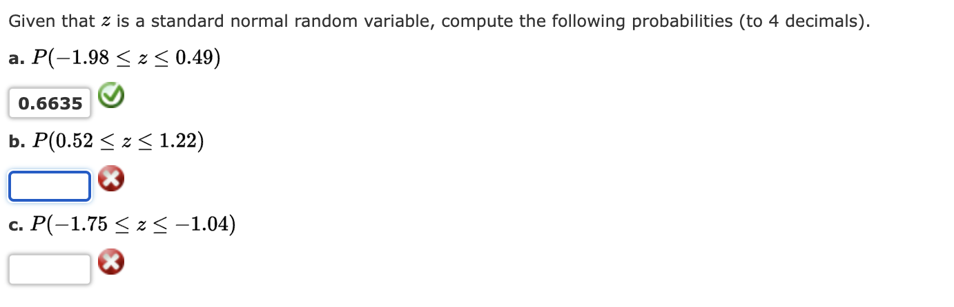 Solved Given that z is a standard normal random variable, | Chegg.com