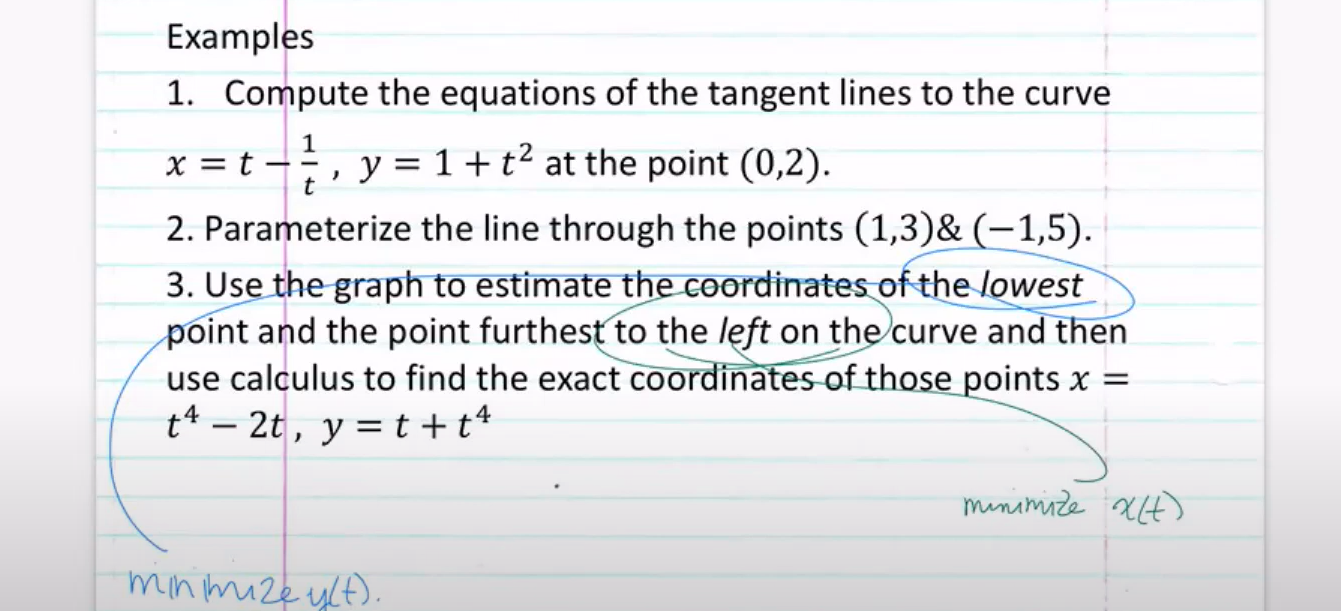 Solved 1 = t Examples 1. Compute the equations of the | Chegg.com