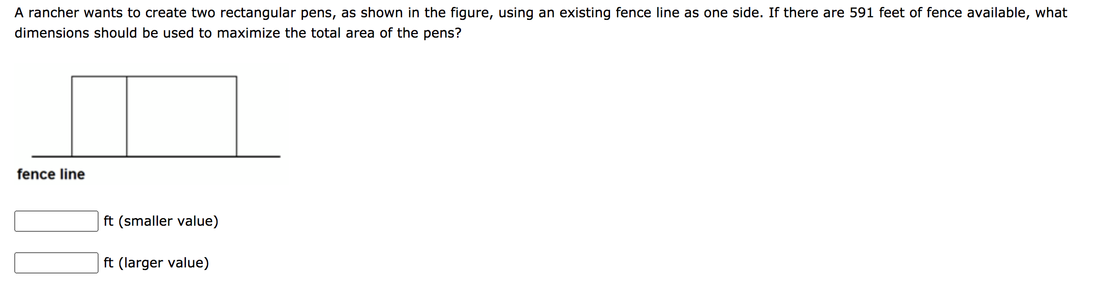 Solved A rancher wants to create two rectangular pens, as | Chegg.com