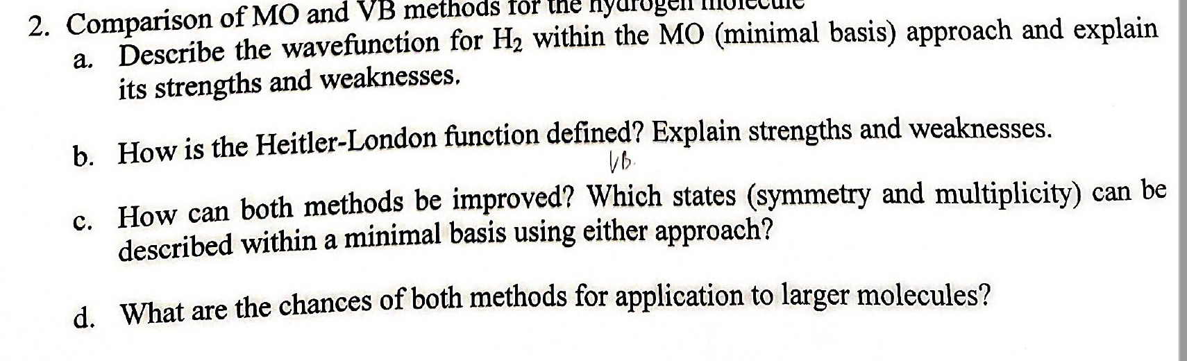 2. Comparison of MO and VB methods ror the ny the MO | Chegg.com