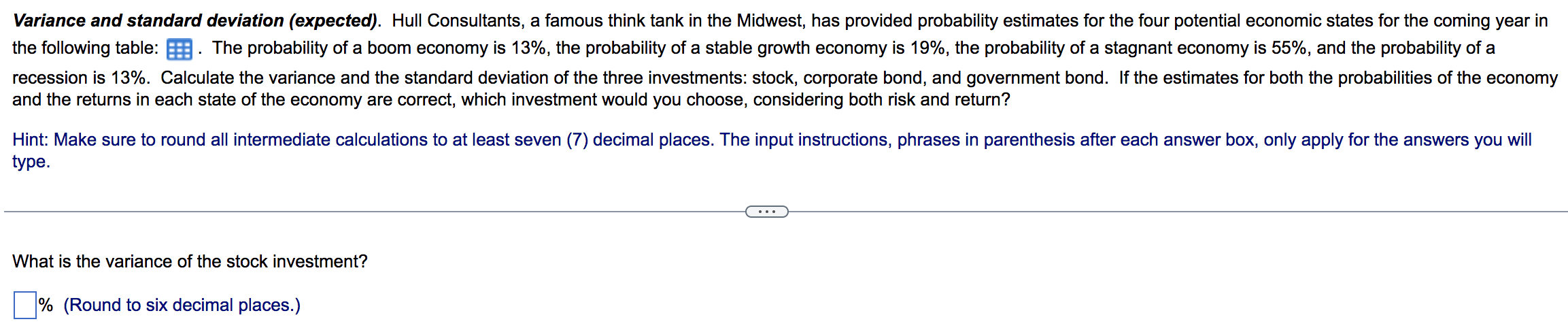 Solved Variance and standard deviation (expected). Hull | Chegg.com