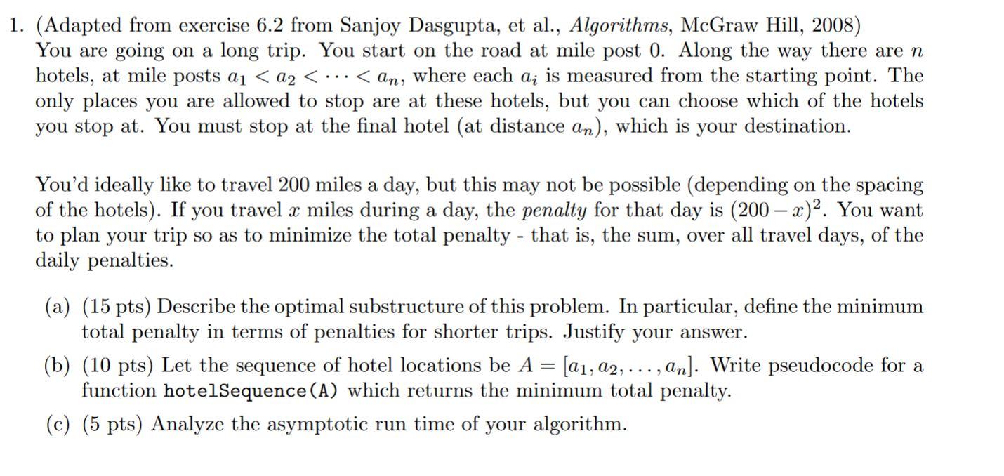 Solved 1. (Adapted from exercise 6.2 from Sanjoy Dasgupta, | Chegg.com