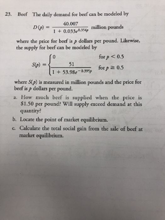 Solved The daily demand for beef can be modeled by Beef 23. | Chegg.com