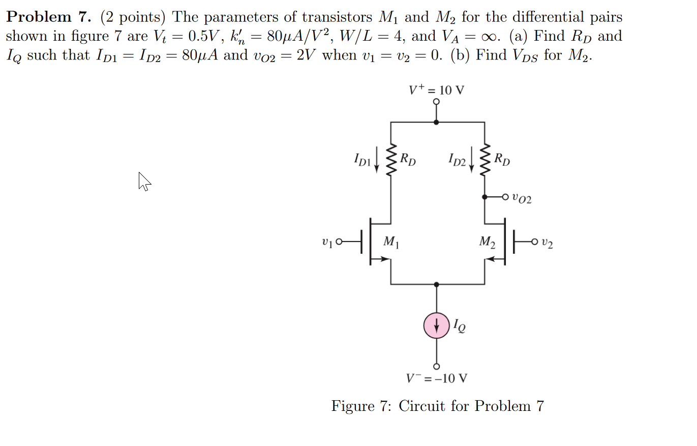 Solved Problem 7. (2 points) The parameters of transistors | Chegg.com
