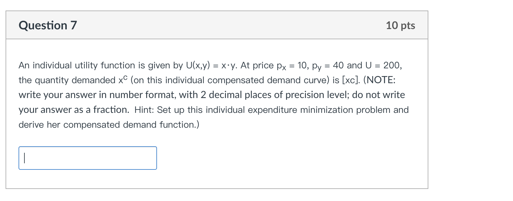 Solved An individual utility function is given by | Chegg.com