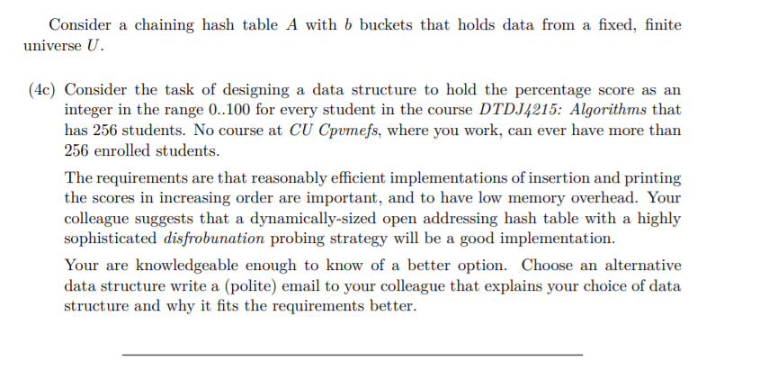 Solved Consider a chaining hash table A with b buckets that | Chegg.com