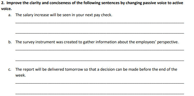 Solved 2. Improve the clarity and conciseness of the | Chegg.com