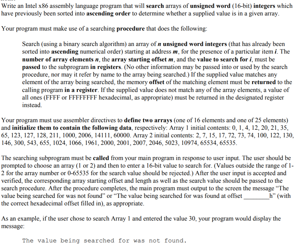 Write an Intel x86 assembly language program that | Chegg.com