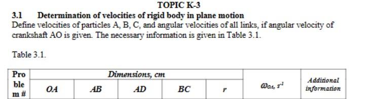 Solved TOPIC K-3 3.1 Determination of velocities of rigid | Chegg.com