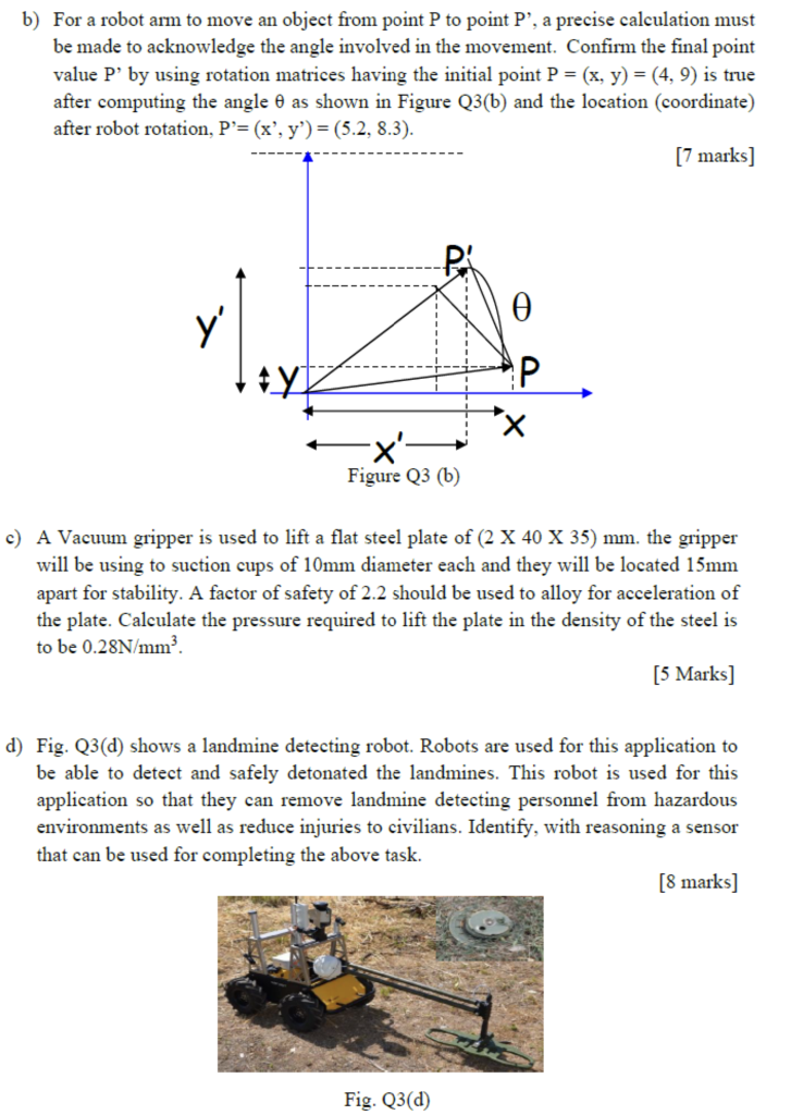 Solved b) For a robot arm to move an object from point P to | Chegg.com