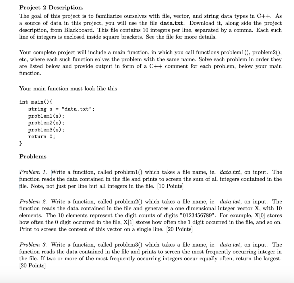 Solved Project 2 Description. The goal of this project is to | Chegg.com
