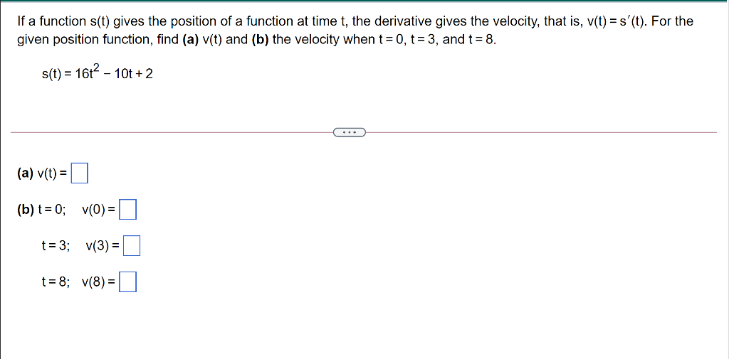 Solved If a function s(t) gives the position of a function | Chegg.com