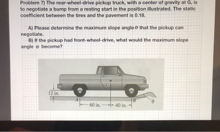 Solved Problem 7) The rear-wheel-drive pickup truck, with a | Chegg.com