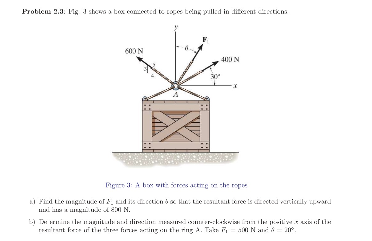 Solved Problem 2.3: Fig. 3 ﻿shows a box connected to ﻿ropes | Chegg.com