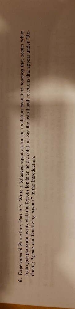 Solved 6. Experimental Procedure, Part A.3. Write a balanced | Chegg.com