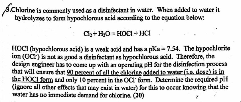 Solved B.Chlorine is commonly used as a disinfectant in | Chegg.com