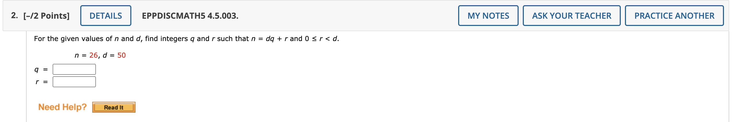 Solved 2. [-/2 Points] DETAILS EPPDISCMATH5 4.5.003. MY | Chegg.com