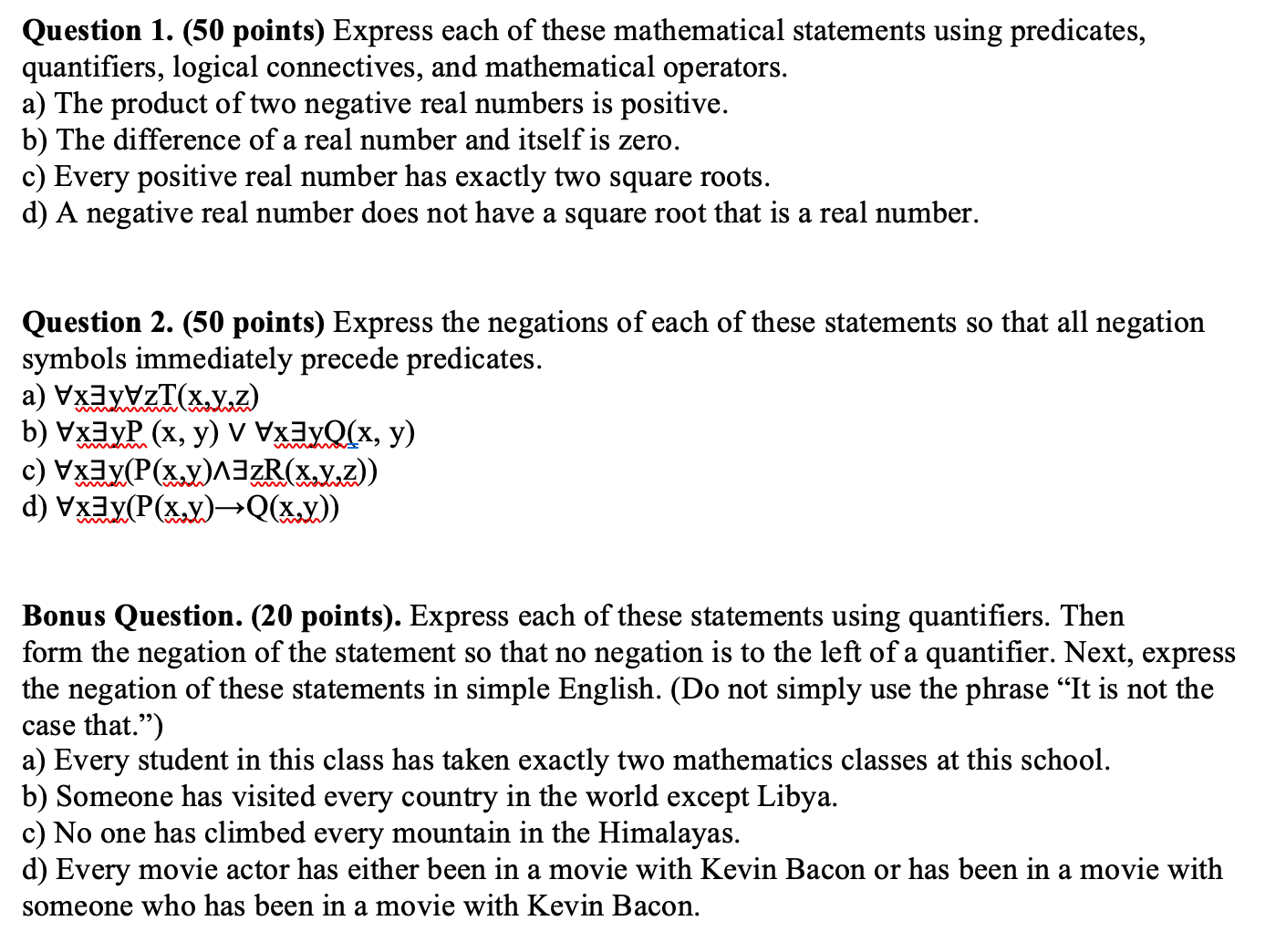 Express Each Of These Mathematical Statements Using