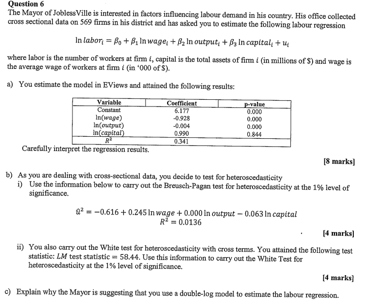 Solved The Mayor of JoblessVille is interested in factors | Chegg.com