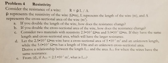Solved Problem 4 Resistivity Consider the resistance of a | Chegg.com