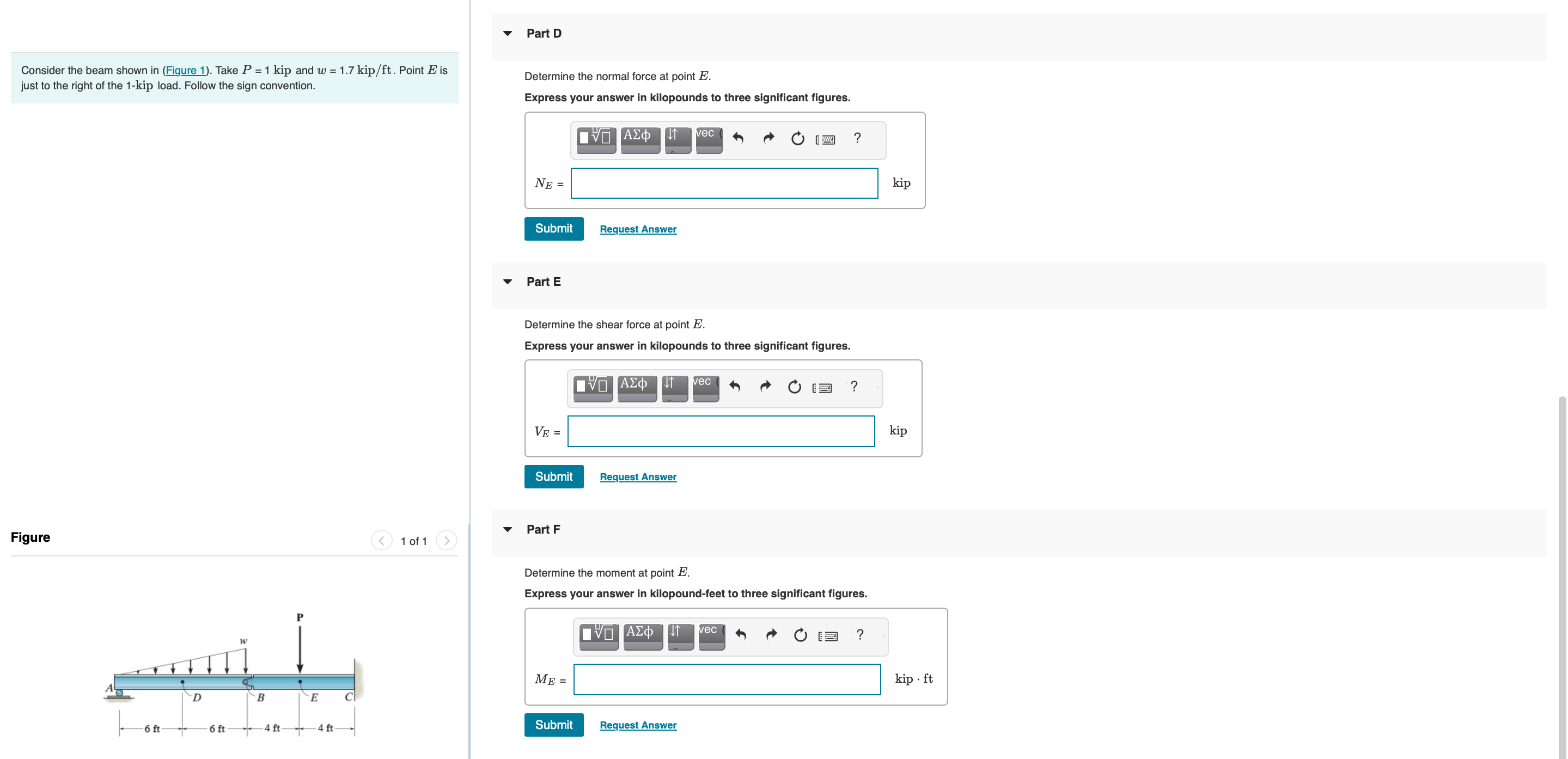 Solved Consider the beam shown in (Figure 1). Take P=1kip | Chegg.com
