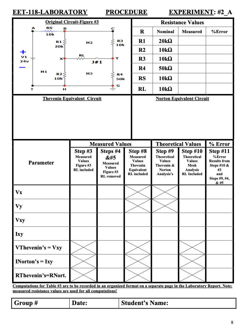 EET-118-LABORATORY PROCEDURE EXPERIMENT: \#2_A PART B | Chegg.com