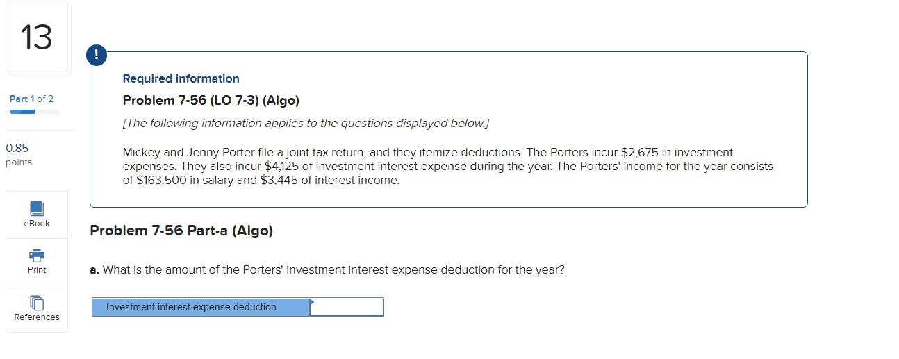 Required information Problem 7-53 (LO 7-2) (Algo) | Chegg.com