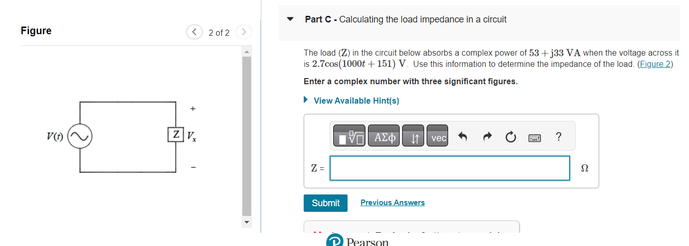 Solved Part C - Calculating the load impedance in a circuit | Chegg.com
